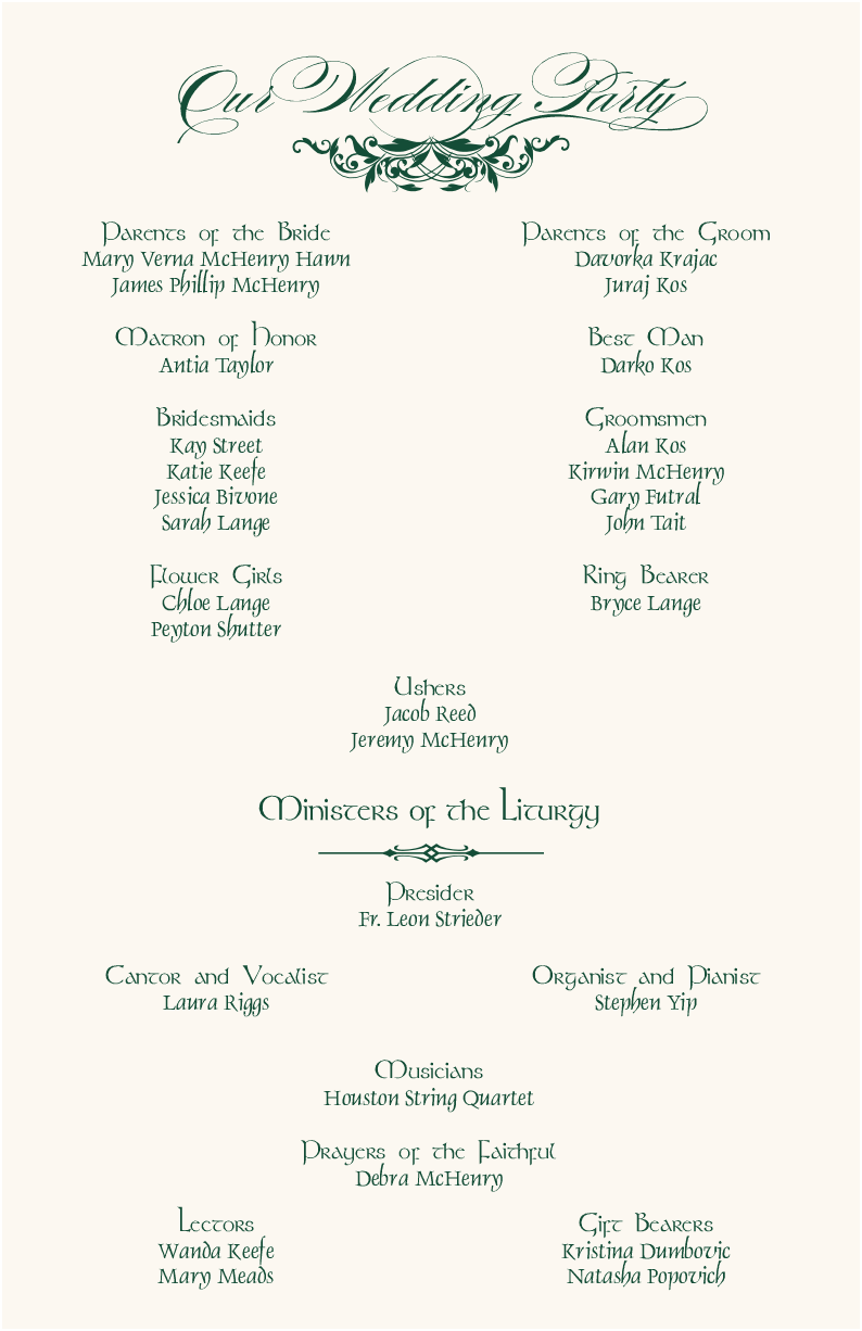 Vintage Scott's Garden Irish and Celtic Wedding Programs and Church Programs - Documents and Designs